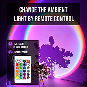 Sunset Lamp - 16 Colors Changing Remote Projector LED Lights - 360 Degree Rotation or Christmas Decorations Photography/Bedroom/Home Decor Sunset Lamps - Sunlight Projector - Sunset Projection Lamp