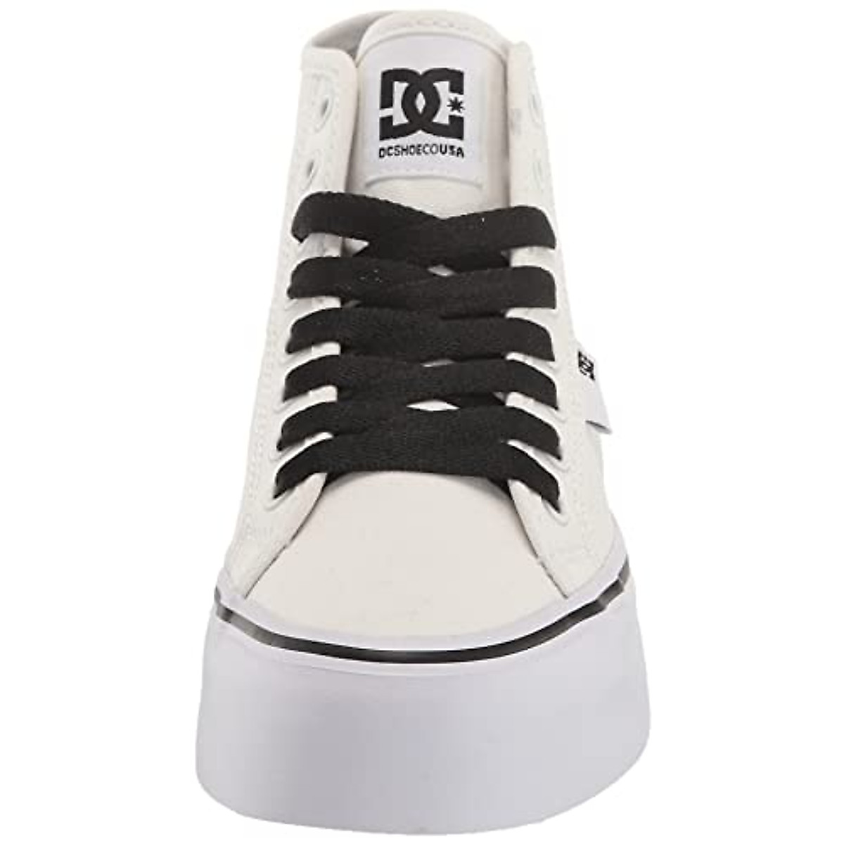 DC Women's Manual Hi Platform Skate Shoe, White/Black/Flower, 5