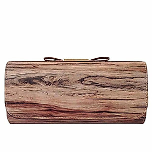 Vintage Wood Pattern Clutch with Bow, Taupe