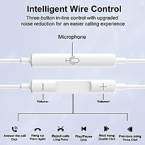 WASABI MANGO Earbuds Headphones with Connector [MFi Certified] Built-in Microphone & Volume Control, Noise Isolating Wired Earphones for 14/13/12/11/XR/XS/X/8/11 Support All iOS