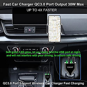 Car Charger Adapter, 4 Ports Multi USB Car Charger, QC 3.0 Fast Car Phone Charger Compatible with iPhone 14 13 12 11 Pro Max iPad Pro, Samsung Galaxy S22 Note 20.Black