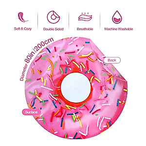 Donut Blanket Double Sided 80 inch, Donut Throw Blanket Funny Blankets Food Blankets for Adult Kids, Realistic Food Throw Blanket Kids Throw Blanket