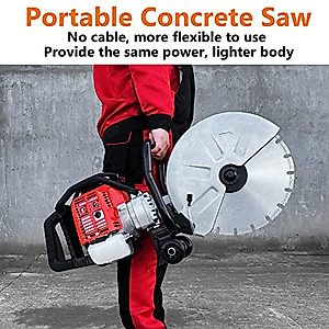 HIGOSPRO 1300W 4.8" Cut Depth and 2 Stroke Gasoline Grinder With Bag 14 Inches Concrete Saw Gas Powered Cut-Off Saw with EPA 51.7cc, petrol concrete saw with Diamond Blade