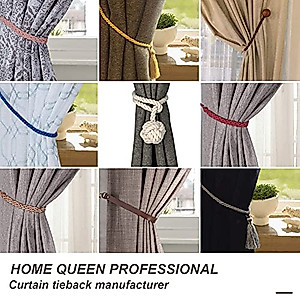 Home Queen Leather Curtain Tie Backs Attach to Wall, Outdoor Drape Holder Holdbacks Tiebacks with Wall Hooks, 4 Pack, Chocolate