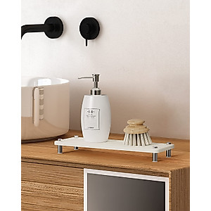 Johamoo Fast Drying Stone Sink Tray, Bathroom Instant Dry Sink Organizer, Diatomaceous Earth Water Absorbing Stone Tray for Kitchen Counter, White