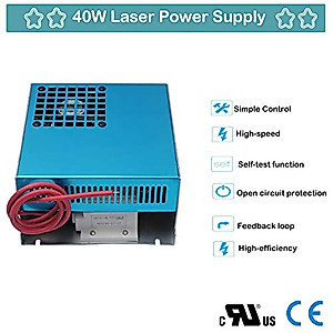 40W CO2 Laser Power Supply for CO2 Laser Engraver Cutter MYJG, 110/220VAC CO2 Laser Engraving Cutting Machine Power Supply