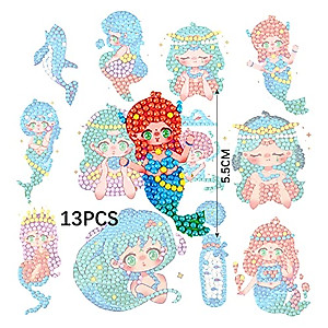 Gexru 13Pcs 5D Anime Diamond Painting Stickers Kits for Kids, DIY Diamond Painting Stickers, Handmade Digital Diamond Arts Craft Mosaic Stickers, Painting by Numbers Kits for Children Beginners (13)