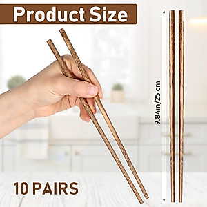 10 Pairs Wooden Chopsticks Chopsticks Dishwasher Safe Reusable Chopsticks for Adults Chinese Japanese Korean Reusable Wood Chopsticks Non Slip for Kitchen Noodles Cooking Eating Wood Grey (9.8 Inch)