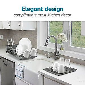 Polder KTH-615 Dish Rack & Tray 4 PC Combo– Advantage System Includes Rack, Drain Tray, Removable Drying Tray & Cutlery Holder – Stainless Steel & Plastic