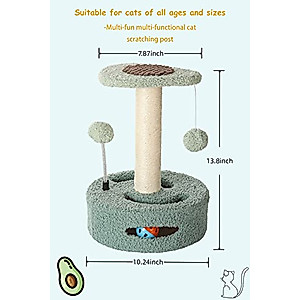 JIXIANGDOG Cat Scratching Post Cat Scratcher for Indoor Cats Natural Sisal Covered Cats Scratch Toy with Interactive Track Balls and Soft Dangling Ball for Kitten and Adult Cats