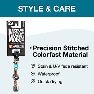 Max & Molly Fun & Whimsy Cat Collar with Jingle Bell, Breakaway Safety Buckle, Adjustable Sizing & Smart ID Personalized Tag for Girl or Boy Cats/Kittens, Comic Design