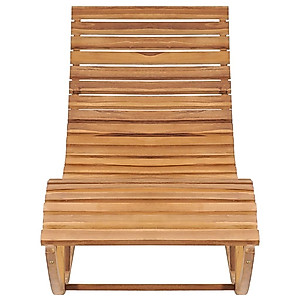 vidaXL Rocking Sun Lounger with Cushion, Outdoor Relaxation Chair, Durable Solid Teak Wood, Fine Sanded Smooth Appearance, Weather-Resistant, Red Check Pattern Cushion, Ideal for Patio/Balcony/Garden