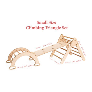 smartwoodstore Set of Three Items Foldable Triangle + Climbing Ramp + Arch Triangle with ramp Indoor Playground Climbing Furniture Montessori Toddler (Small Size)