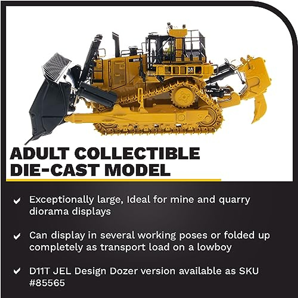 Diecast Masters 1:50 Caterpillar D11T CD Carrydozer | High Line Series Cat Trucks & Construction Equipment | 1:50 Scale Model Diecast Collectible | Diecast Masters Model 85567