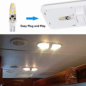 PYJR T10 Wedge Base Led Bulbs 12v Low Voltage Landscape, Ac/Dc 12V, 2W 200Lm, 3000K Warm White, for Landscape Pathway Lighting, Deck Stair, Step, and Automotive Rv Lights. (Pack of 5)