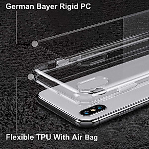 Meifigno Clear Designed for iPhone X/Xs Case, [Certified Military Protection] [Anti-Yellow] Transparent Hard PC with Soft TPU Bumper, Protective Phone Case Compatible with iPhone X/Xs 5.8", Clear