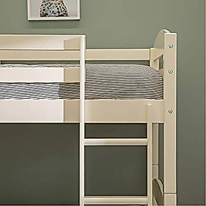 Walker Edison Solid Wood Twin Trundle Kids Bed Frame With Wheels Bunk bed Kids Bed Bedroom Storage Guard Rail Ladder, Twin, White
