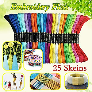 Rainbow Colors Embroidery Floss - Cross Stitch Threads - Friendship Bracelets Floss - Crafts Floss- Hand Embroidery Thread 25 Skeins Per Pack