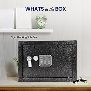 Safe and Lock Box - Safe Box, Safes And Lock Boxes, Money Box, Safety Boxes for Home, Digital Safe Box, Steel Alloy Drop Safe, Includes Keys- SereneLife SLSFE14