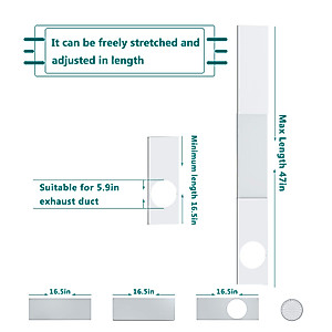 Daisypower Portable Air Conditioner Window Kit,Adjustable Window Vent Kit for Sliding Window,Portable Air Conditioner Replacement AC Window Kit for 5.9 Inch Exhaust Hose,Up to 47 Inch Window Seal Kit
