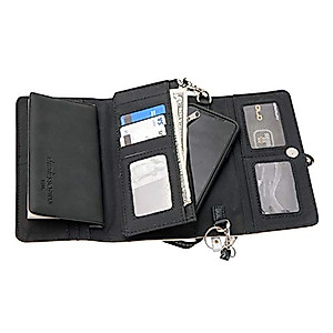 HW Collection Western Purse Rhinestone Cross Angelic Wings Women Handbag Wallet Set (Black)