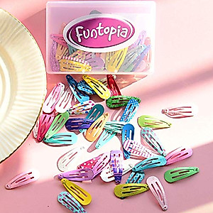 Toddler Hair Clips, Funtopia 80 Pcs (1.2 Inch, 3cm) Cute Mini Snap Hair Clips for Baby Girls Kids, Colorful Small Snap Barrettes Metal Hair Clips for Fine Hair