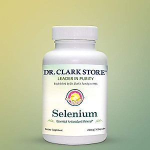 Dr. Clark Selenium Supplement 200 Mcg - Dietary Capsules with Essential Mineral - Improves Thyroid Function, Immune Support - 50 Capsules