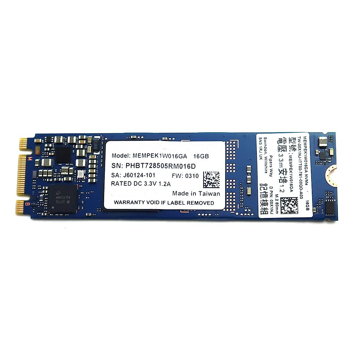 Solid State Drive 0X1NJ 00X1NJ TW-00X1NJ Compatible Replacement Spare Part for Intel MEMPEK1W016GA 16GB M.2 2280 PCIe 3.0 x2 NVMe Optane Memory SSD