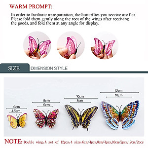 3D Butterfly Wall Decor,12pcs Double Wings Butterfly Decorations, Butterfly Party Decorations,Glow in the Dark Butterfly Decoration For Bedroom Decorations Butterfly Wall Stickers and Butterfly Wall Decals (Colorful)