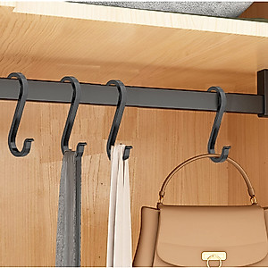 15Pcs S Shaped Hooks Matte Finish S Hooks Aluminum Heavy Duty S Hooks for Hanging Plants Coffee Cups Pots and Pans Clothes in Kitchen Bathroom Workshop Garden, Matte Black
