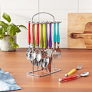 Gibson Home 105913.20 Santoro 20 Piece Set Plastic Handle Flatware on Hanging Rack, Multicolor