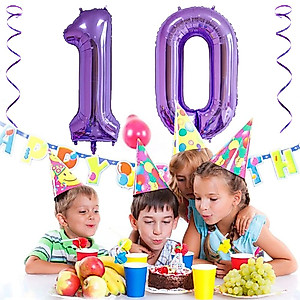 Xihuimay Number 10 Balloons 40 inch Digital Balloon Alphabet 10 Birthday Balloons Digit 10 Helium Balloons Big Balloons for Birthday Party Supplies Wedding Bachelorette Bridal Shower, Purple Number 10