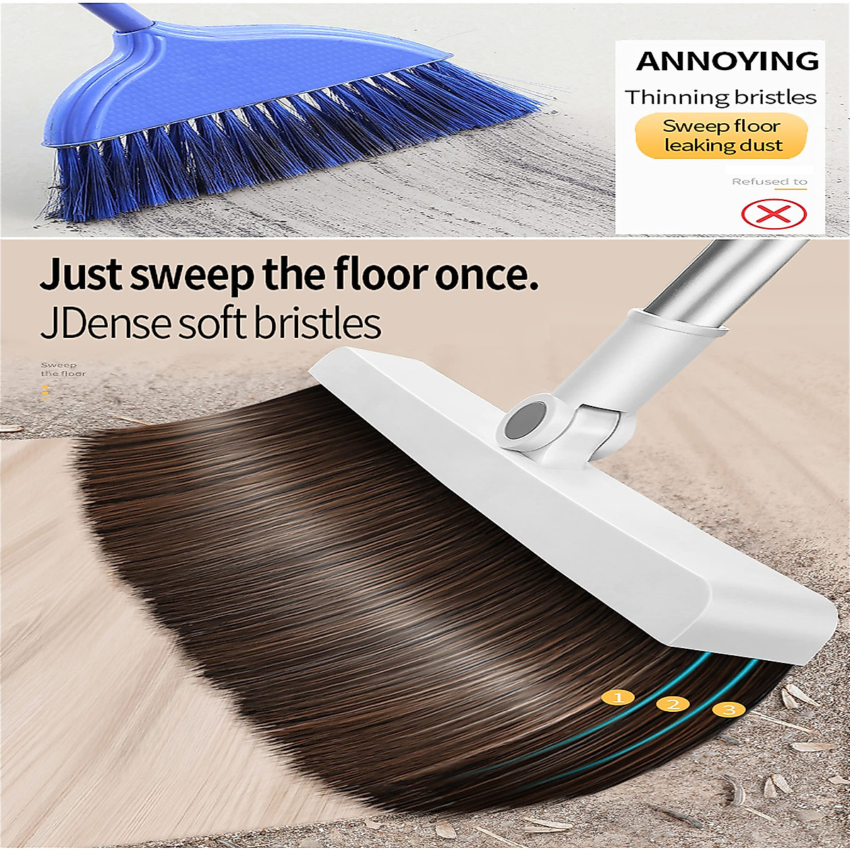 Magnetic Suction Broom Dustpan Suit,Broom and Dustpan Set for Home, Dustpan and Broom Set, Broom and Dustpan Combo for Office Home Kitchen Lobby Floor Use Dustpan Broom Set