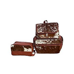Leather Cowhide Backpack with cowhide hand clutch | Traveling Backpack Leather is for both Men and Women | Made with Cow Skin | Special designed for Gifts, sports, Gym, and Multi-Purpose Uses