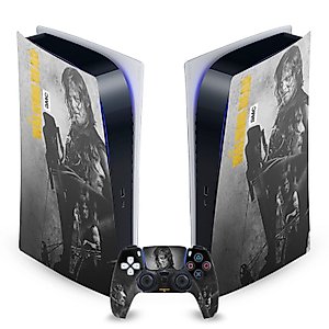 Daryl Double Exposure Daryl Dixon Graphics Vinyl Faceplate Sticker Gaming Skin Case Cover Compatible with Sony Playstation 5 PS5 Digital Edition Console and DualSense Controller
