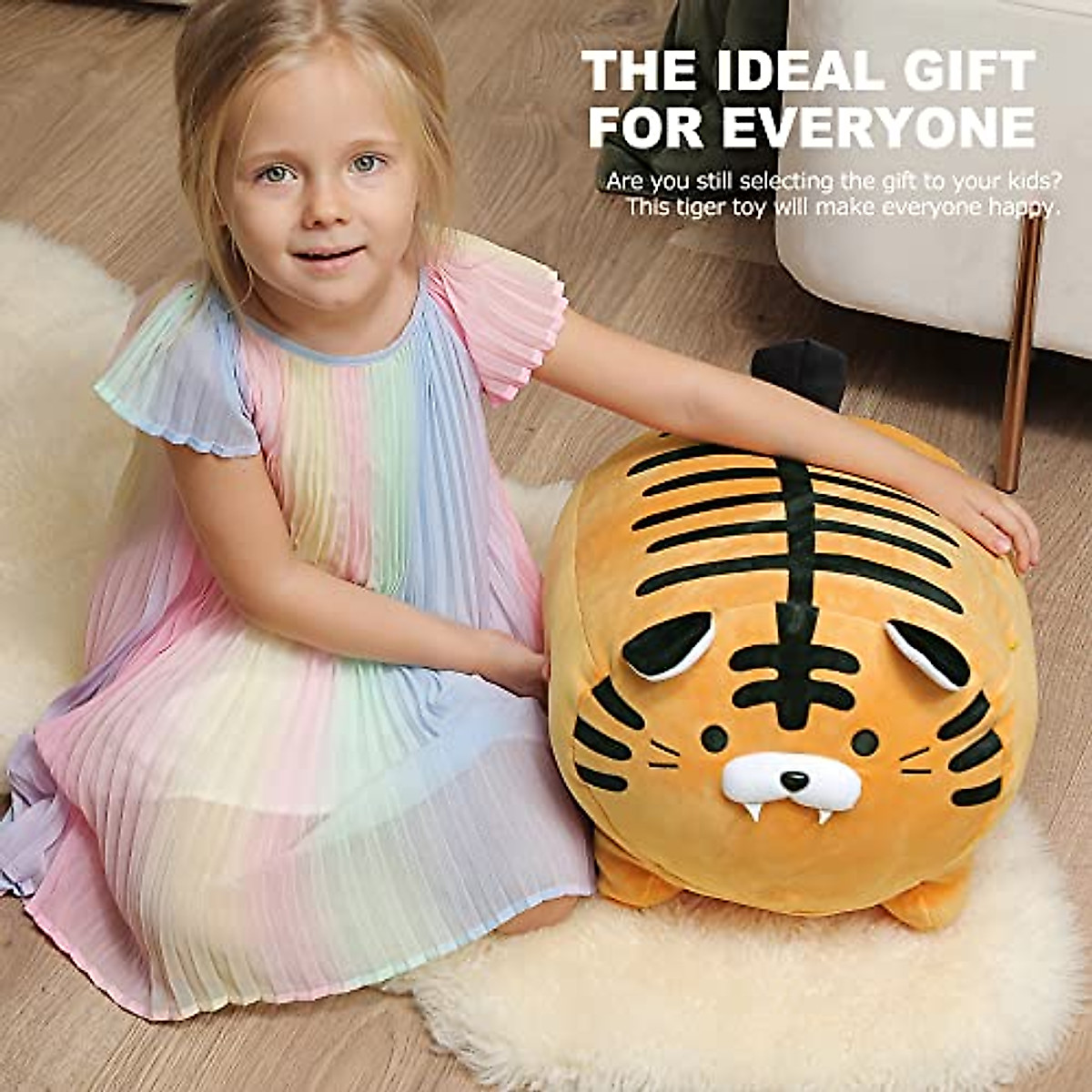 Onsoyours Cute Plush Tiger Doll Stuffed Fluffy Tiger Plush Toy Soft Animal Plush Pillow for Kids (Brown Tiger, 13.7")