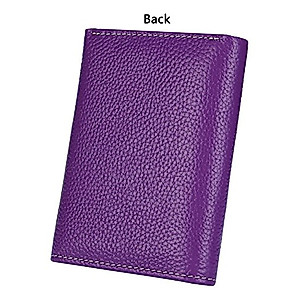 AINIMOER Small Leather Wallet for Women, Slim Compact Credit Card Holder RFID Blocking Wallets Organizer with Coin Pocket, Lichee Purple