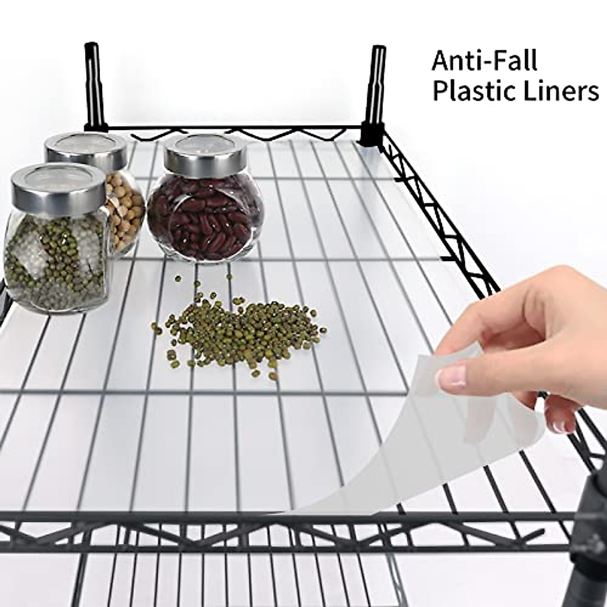 Hestiasko 5 Tier Storage Shelf with 2 Rotatable Shelves, Adjustable Storage Rack with 5 Hooks, Metal Shelf Rack, Standing Shelving Units for Bathroom, Kitchen, Garage[59.1"H x 21.7"W x 11.8"D]-Black