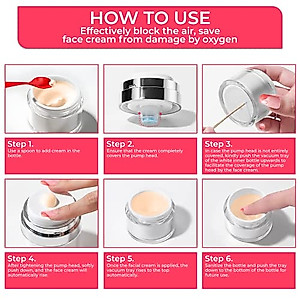 BRONZ 3 Pcs Airless Pump Jar, 0.5/1.0/1.7 Oz Refillable Moisturizer Container Vacuum Bottle with Lid, Travel Size Leak Proof Empty Container with Moisturizer Pump Dispenser for Makeup Lotion