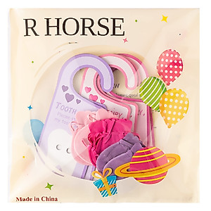 R HORSE 6Pcs Tooth Fairy Door Hanger with Bags, Tooth Fairy Pouch Bag to Place Under Pillow Lost Milk Teeth Holder Pink Purple Kids Keepsake Organizer Case Encourage Gift for Girls