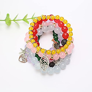 PAMIR TONG 146pcs Natural Chalcedony Beads Gemstone Jade Beads Round Loose Beads DIY Smooth Beads for Bracelet Necklace Earrings Jewelry Making with Stretch Cord & Jewerly Findings CB14 Lt Blue