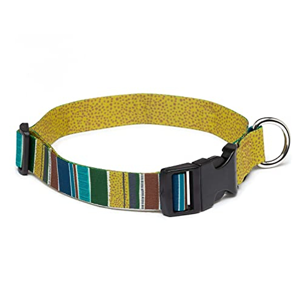 Seawoof Large Dog Collar - Recycled Plastic Comfortable Webbing Breathable Dog Training Tool - Green Stripe - Large