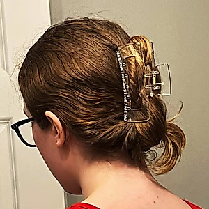 Kitiin Clear Claw Clips for Thick/Fine/Thin Hair, Strong Holding Large Jaw Polycarbonate Clips for Women (3 pcs)