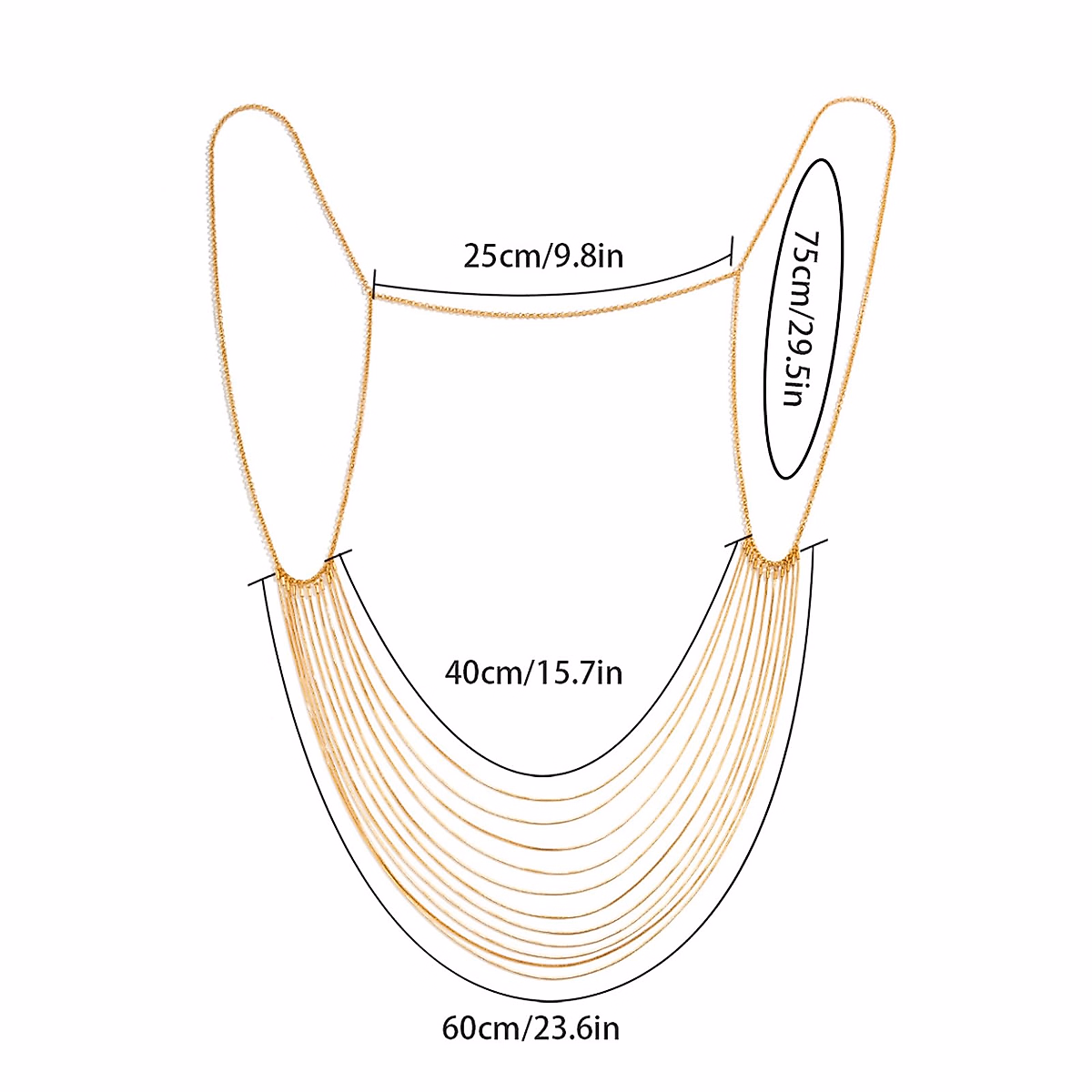 Summer Multi-layer Harness Chest Body Chain Metal Tassel Shoulder Body Chain Bikini Beach Bra Body Chain Bridal Wedding Back Chain Necklace Jewelry for Women