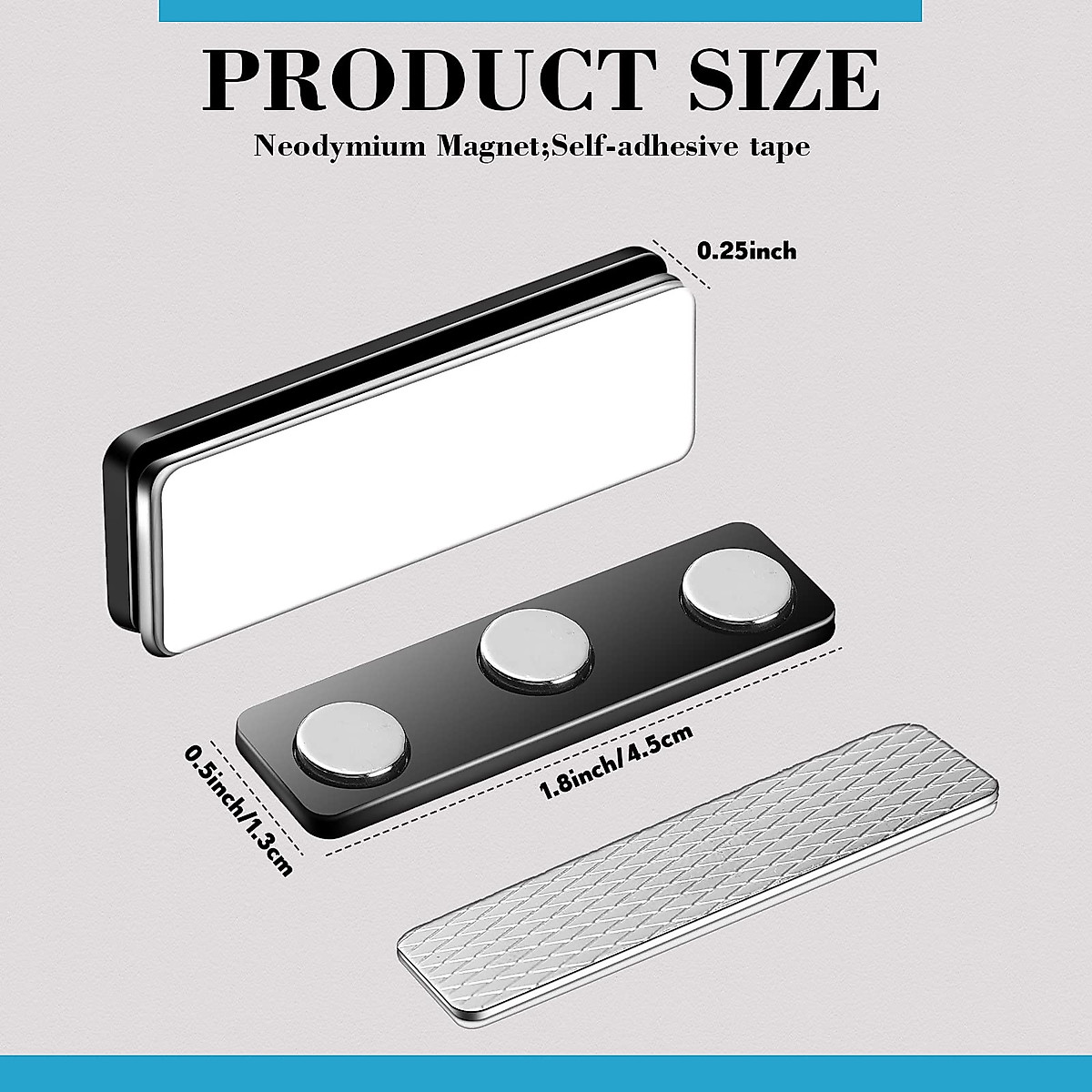 Macarrie 150 Packs Magnetic Name Tags Reusable Magnetic Name Badge Holder Metal ID Tag Magnet Backing with 3 Magnet Pins for Work and More