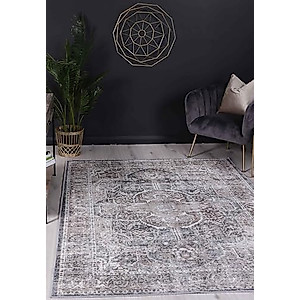 The Rug Collective Machine Washable Area Rugs 9x12 Living Room- Distressed, Vintage, Premium Recycled Cotton | Fade & Stain Resistant, Pet & Kid Friendly, Eco Friendly, Non-Shed, Non-Slip | Kendra Ash
