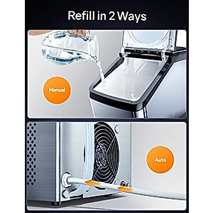 Thereye Countertop Nugget Ice Maker, Top-Loading Pebble Ice Maker Machine, 30lbs Per Day, 2 Ways Water Refill, Self-Cleaning, Stainless Steel Finish Ice Machine for Home Office Bar Party