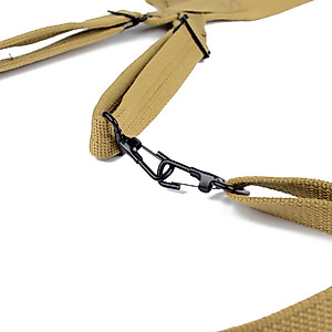 SMONT WW2 US Army M1936 Combat Suspenders WWII Standard X Strap Replica Military Canvas Webbing (Khaki)