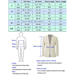 Mens Sport Coat Slim Fit Casual Jackets Two Button Linen Blazer Business Khaki XXL