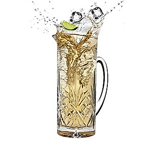 Godinger Barware Beverage Set - Mixing Pitcher Carafe, Stirrer and 4 Collins Tall Drinking Glasses - Dublin Collection